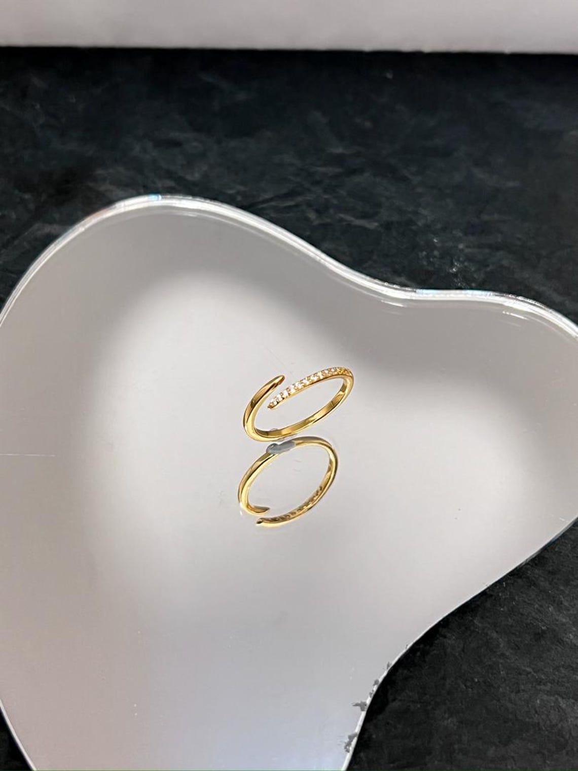 Diamond Open Wrap Ring, Thin Open Band Ring, Bypass Ring, Delicate Wrap ...