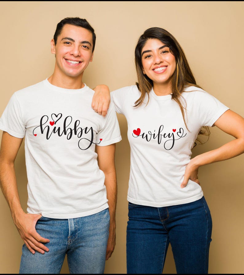 Hubby Wifey Matching Shirts | Couple Valentine's Day Tee - Etsy