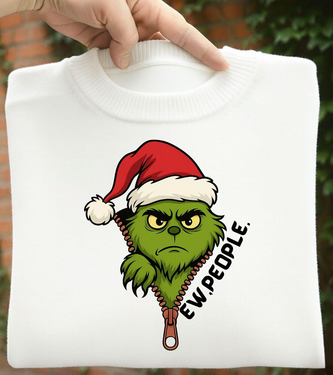 Grumpy Green Creature Christmas PNG | Funny Ew People Clipart (300 DPI ...
