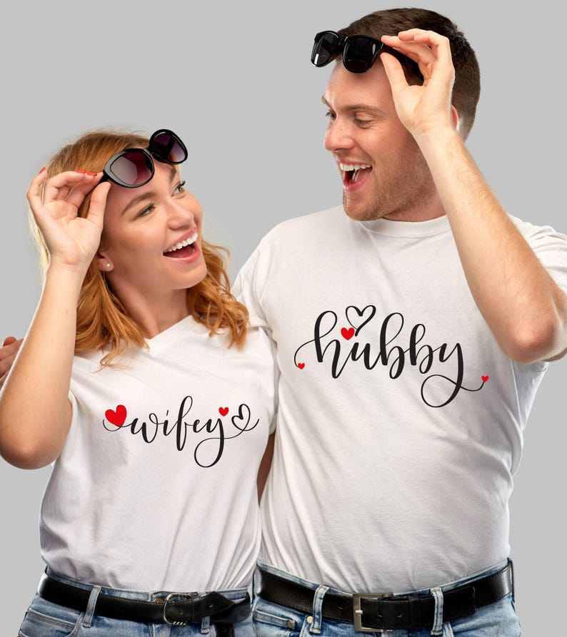 Hubby Wifey Matching Shirts | Couple Valentine's Day Tee - Etsy