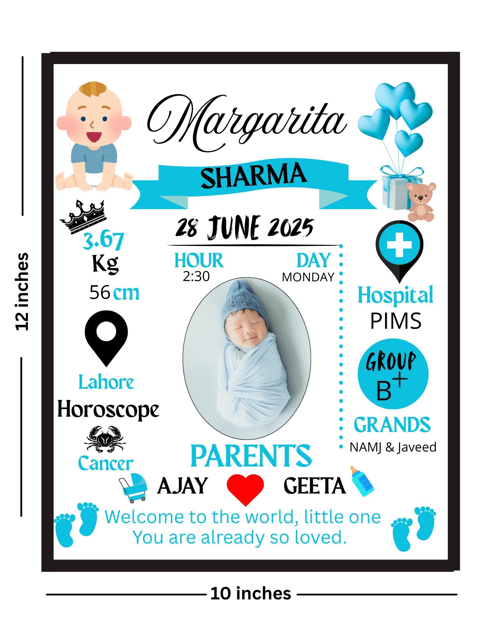 Personalized Baby Birth Photo Frame | Baby Birth Details Memory Frame ...