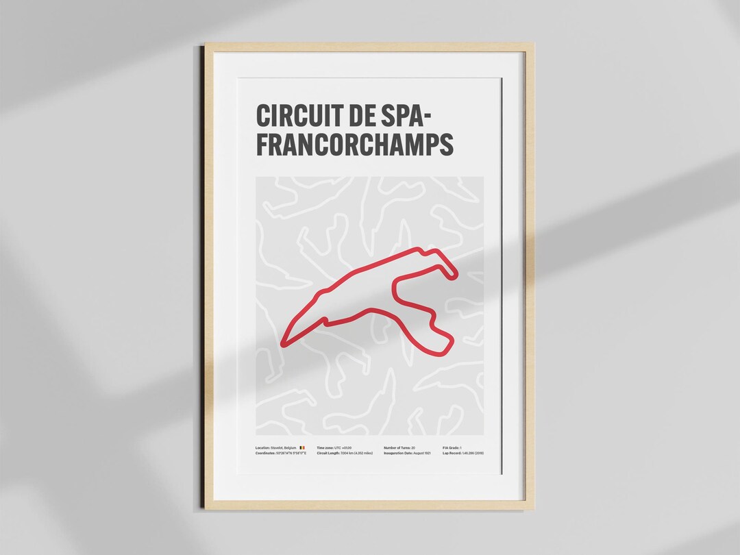 Spa-francorchamps Circuit Poster Vector Track Design Motorsport Wall ...