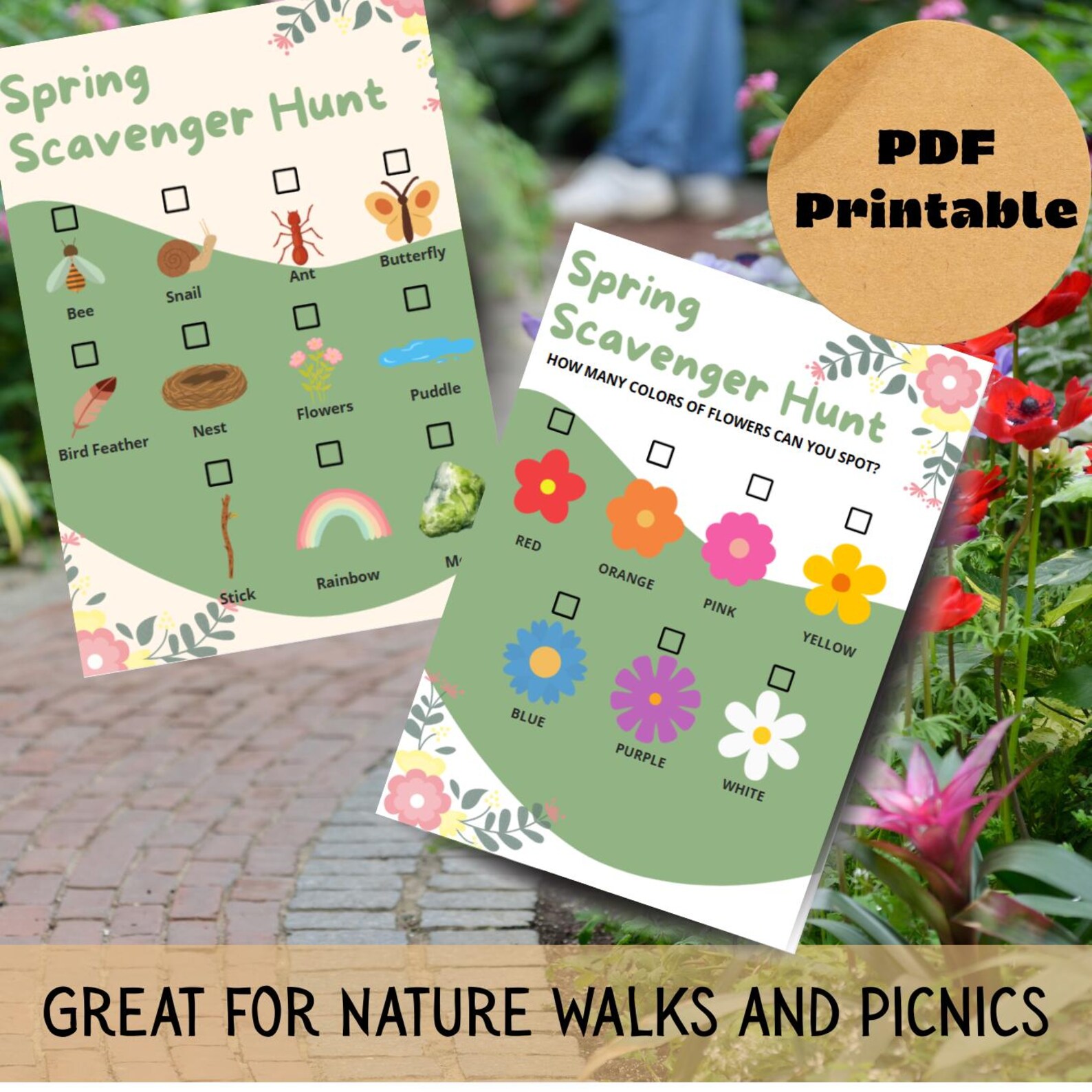 Spring Scavenger Hunt for Kids | PDF Printable | Nature Walk Game ...