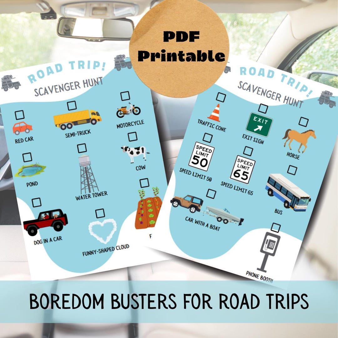 Road Trip Scavenger Hunt for Kids | PDF Printable | Car Ride Activity ...
