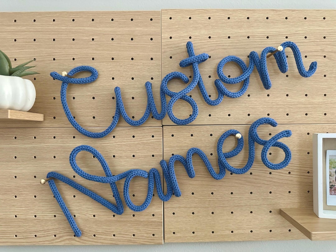 Custom Knitted Wire Name Sign: Yarn Nursery Decor - Etsy