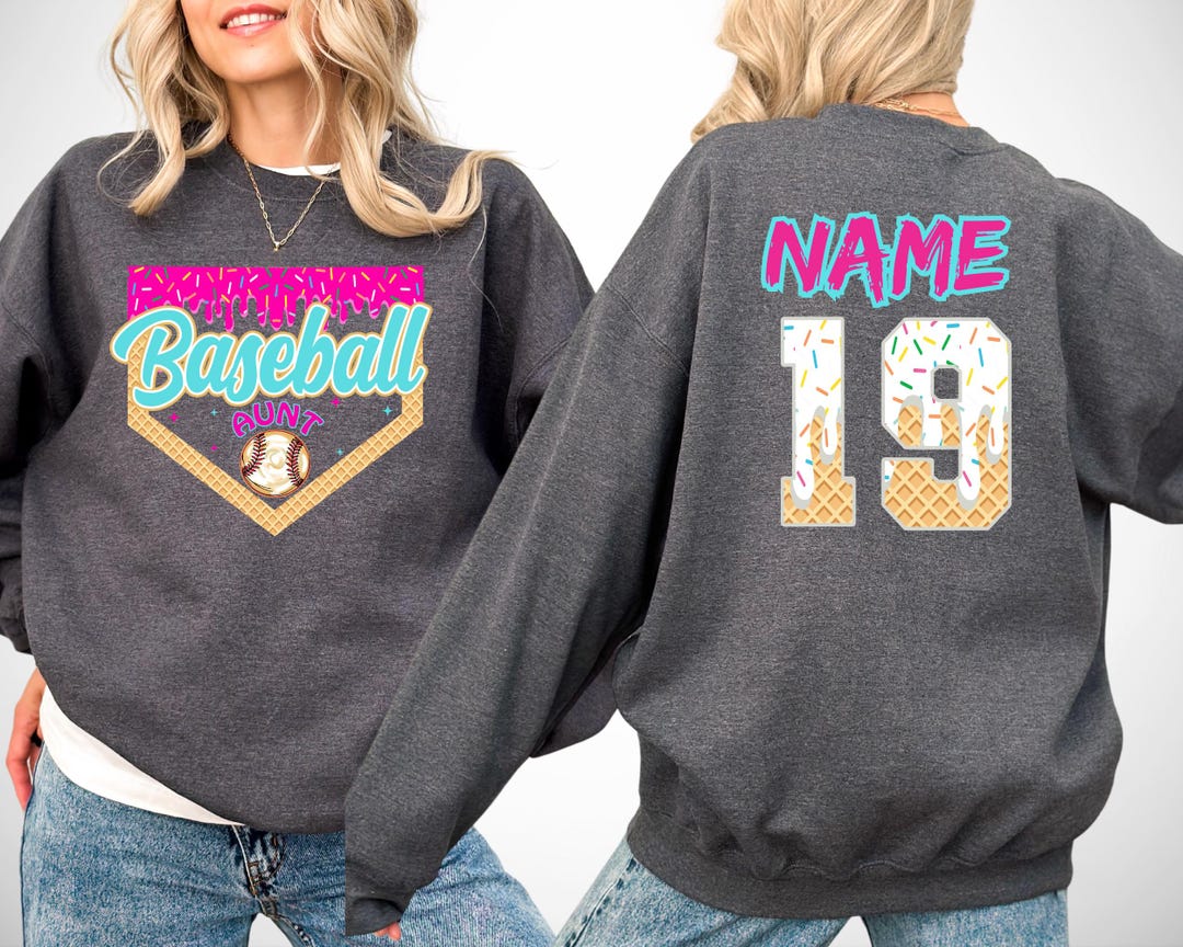 Custom Name Baseball Ice Cream Drip Tball Shirt, Personalized Baseball ...