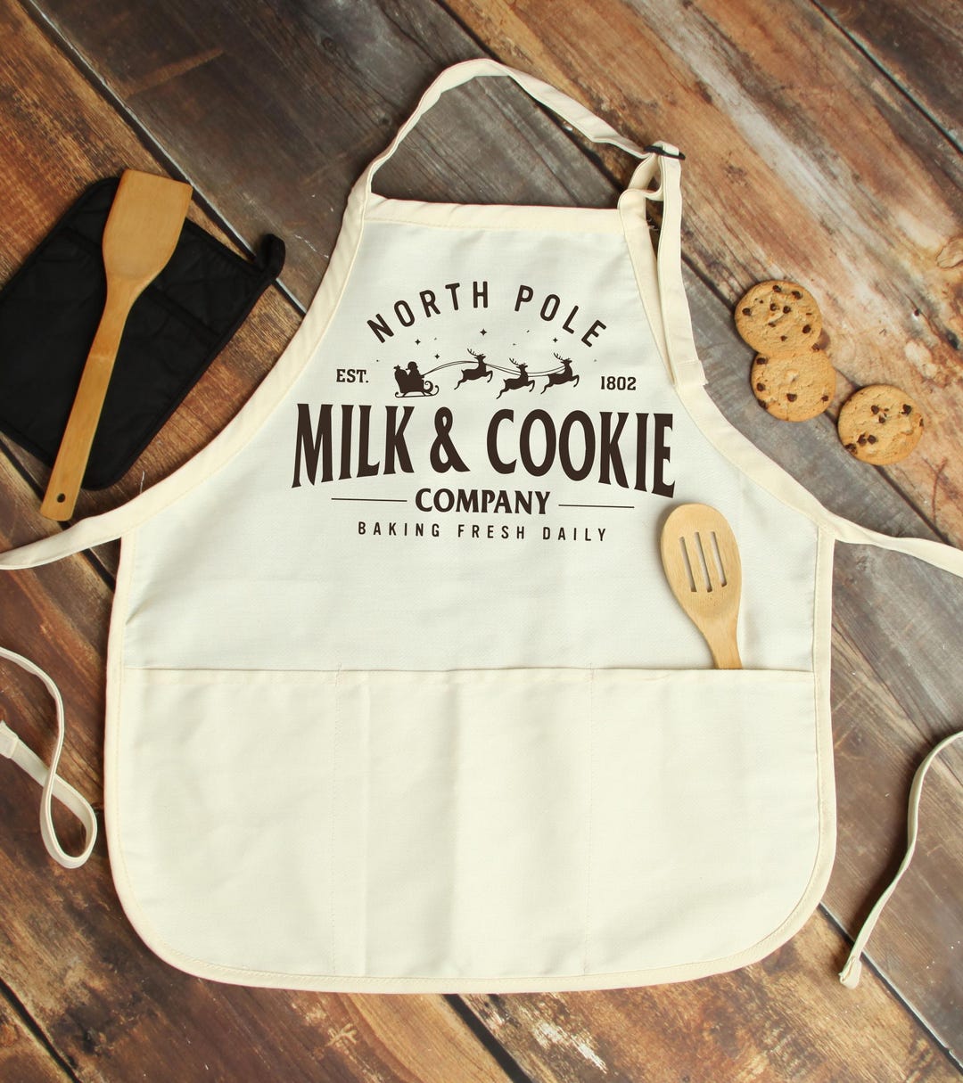 North Pole Milk and Cookie Co. Apron, Xmas Baking Crew Gifts, Gift for ...