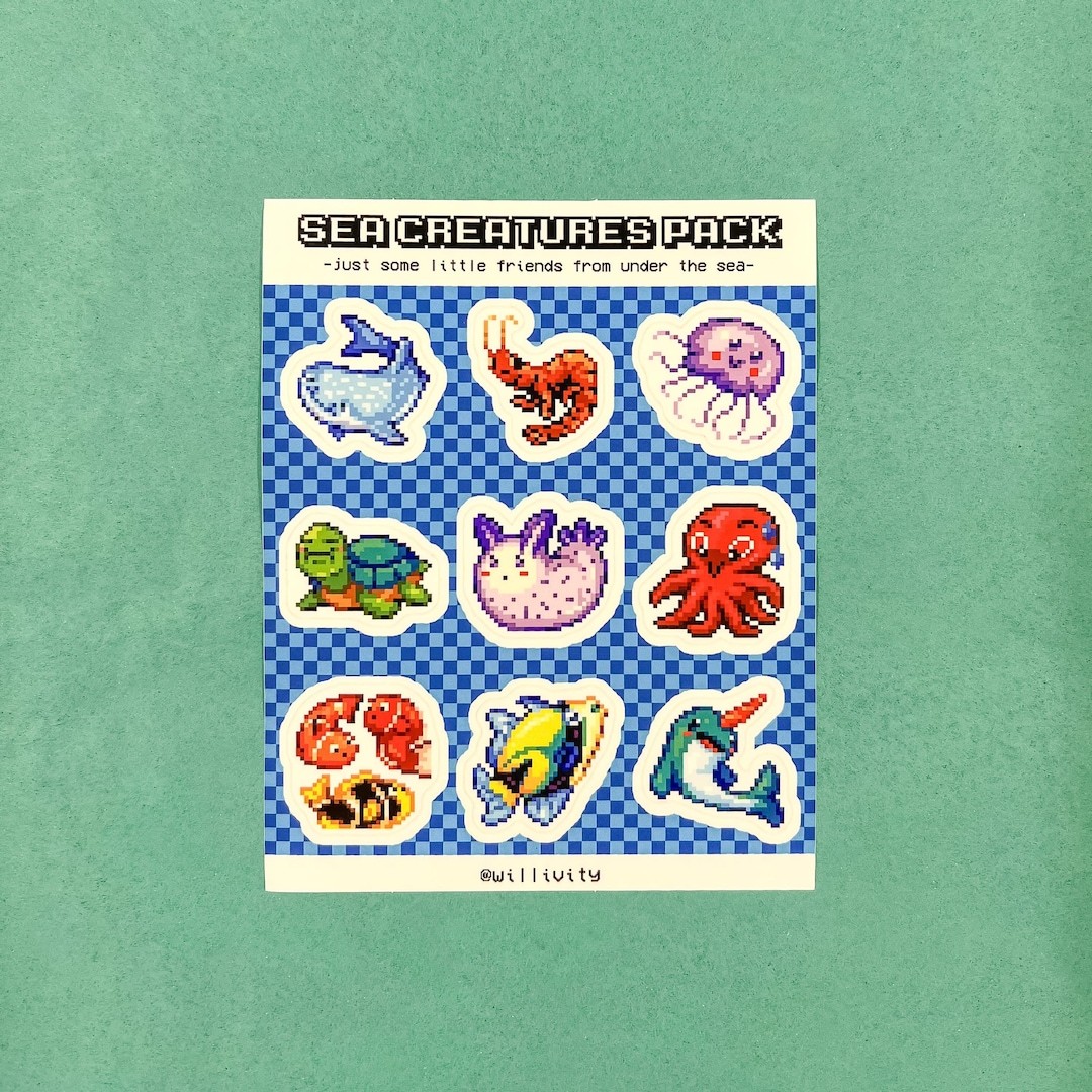 Sea Creatures 1 Sticker Pack - Etsy