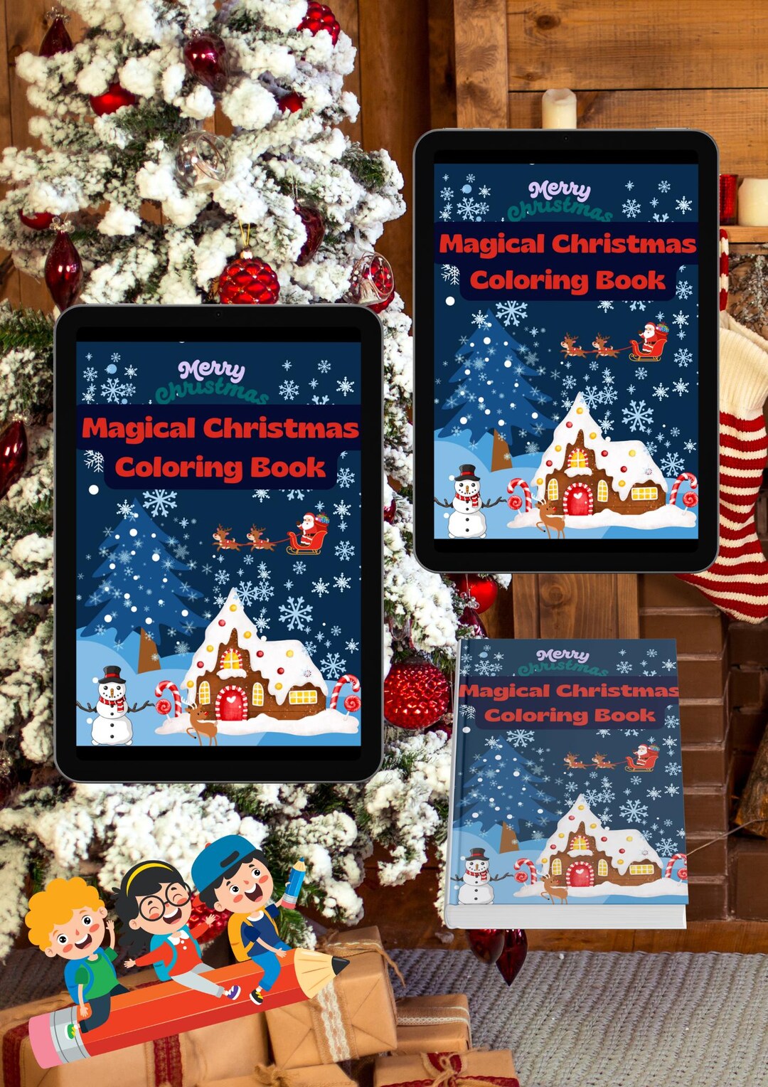 Christmas Illustration Coloring Book / Digital Printable Book ...