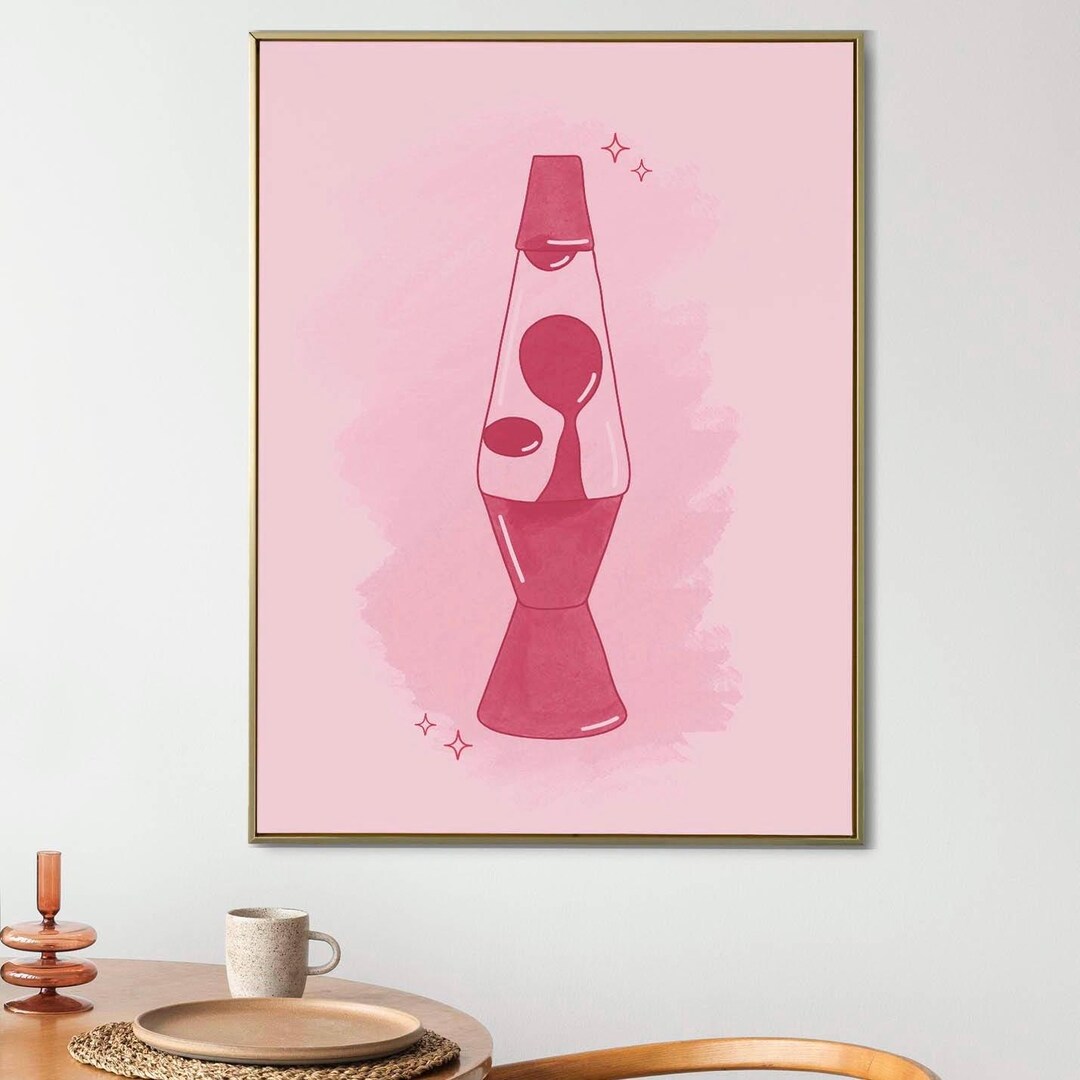Pink and Red Lava Lamp Illustration Print - Retro Home Decor, Vintage ...