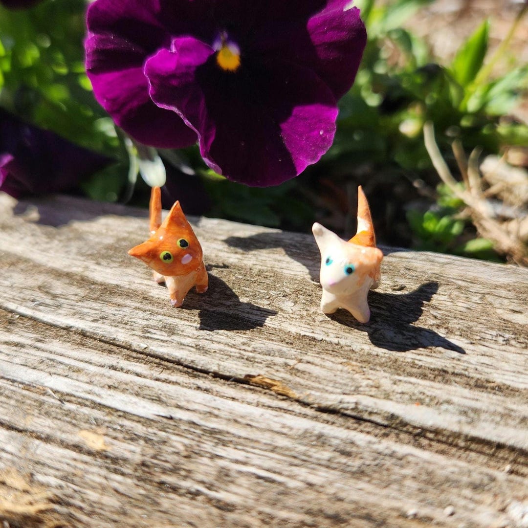 Cat Kitten Polymer Clay Figure Animal Miniature Figurine Handmade - Etsy