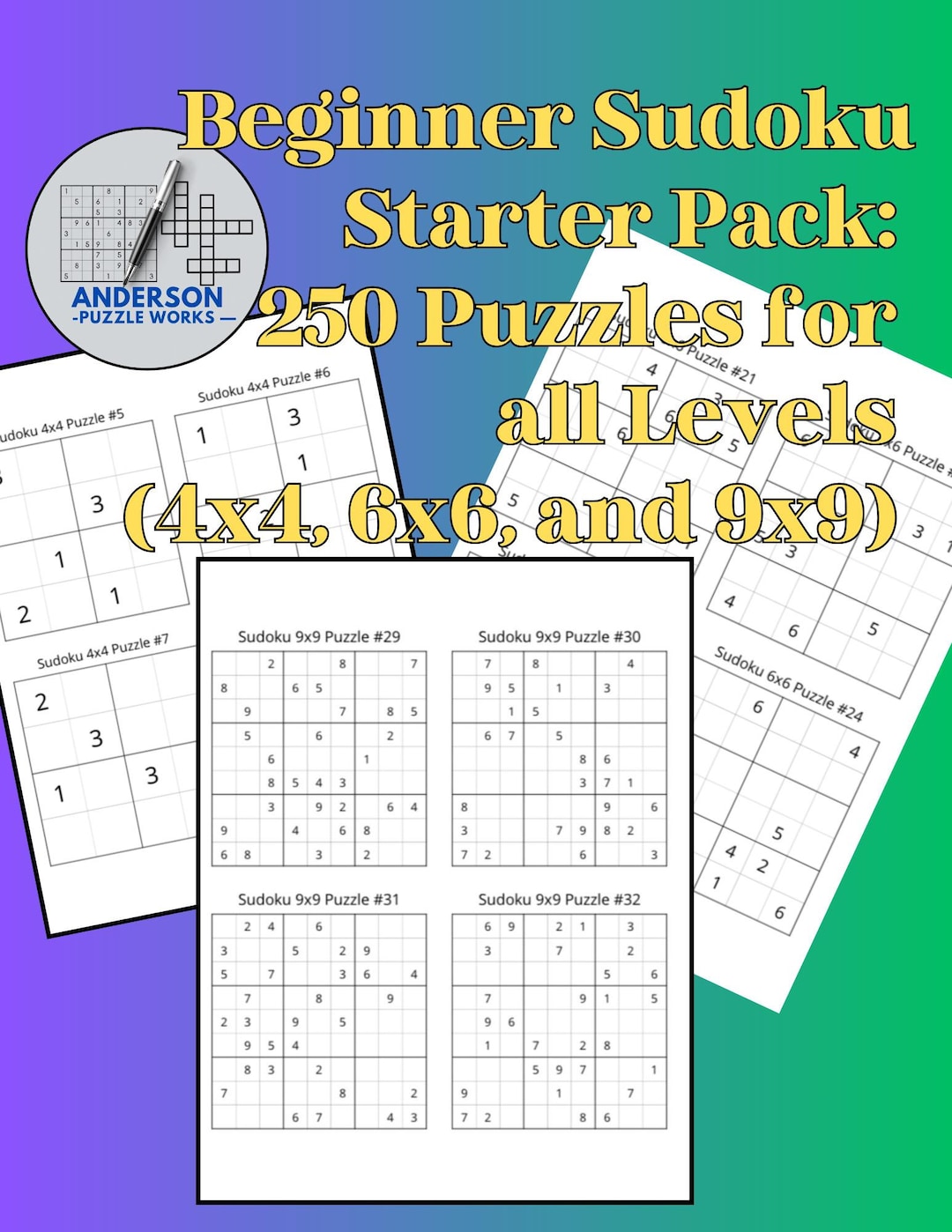 Beginner Sudoku Starter Pack: 250 Puzzles for All Levels (4x4, 6x6, and ...