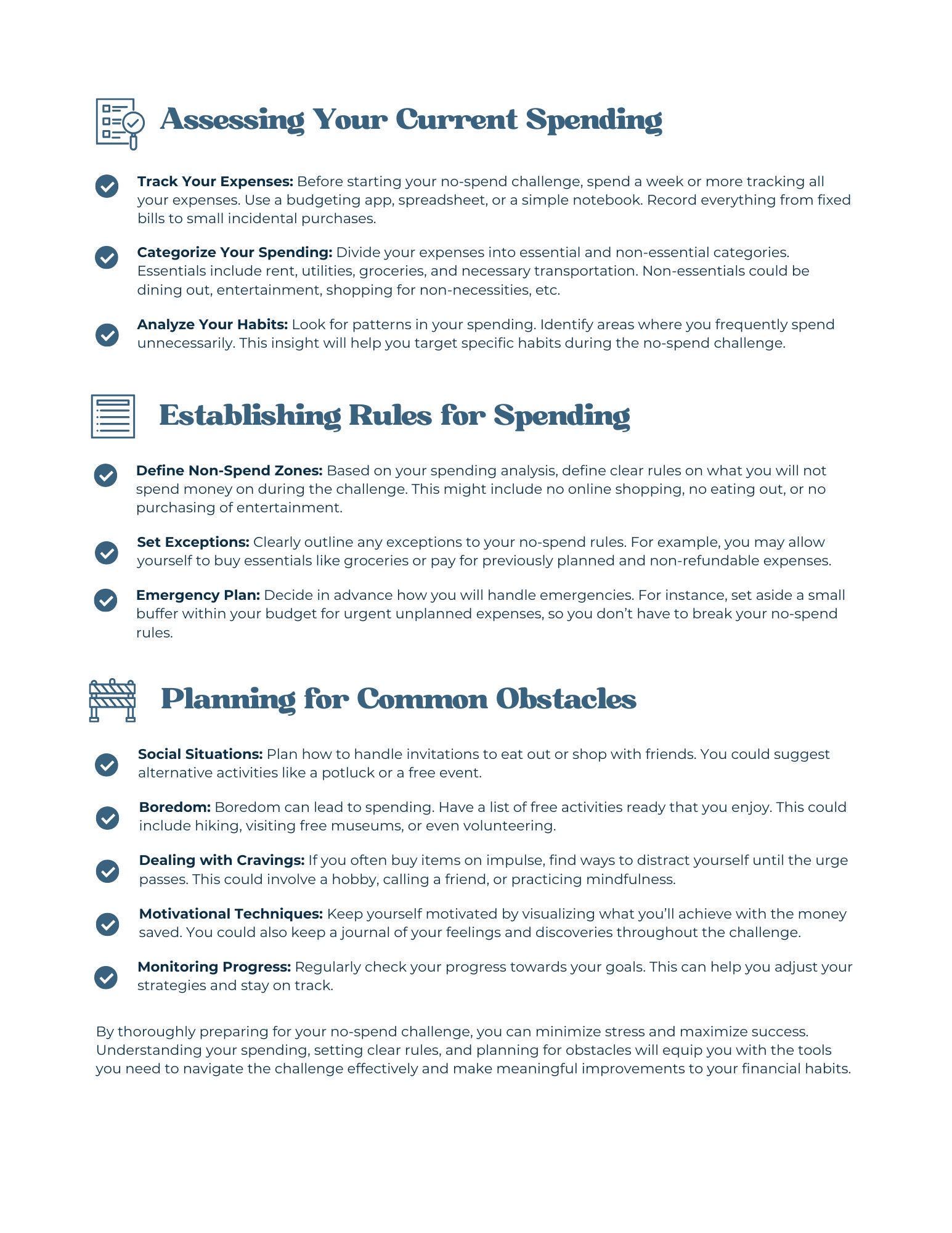 No Spend Challenge Workbook | Save Money Track Expenses Budgeting ...