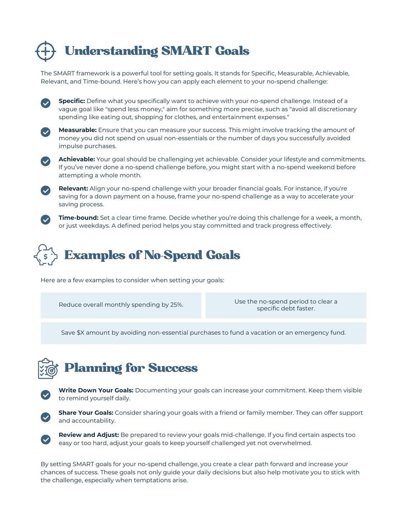 No Spend Challenge Workbook | Save Money Track Expenses Budgeting ...