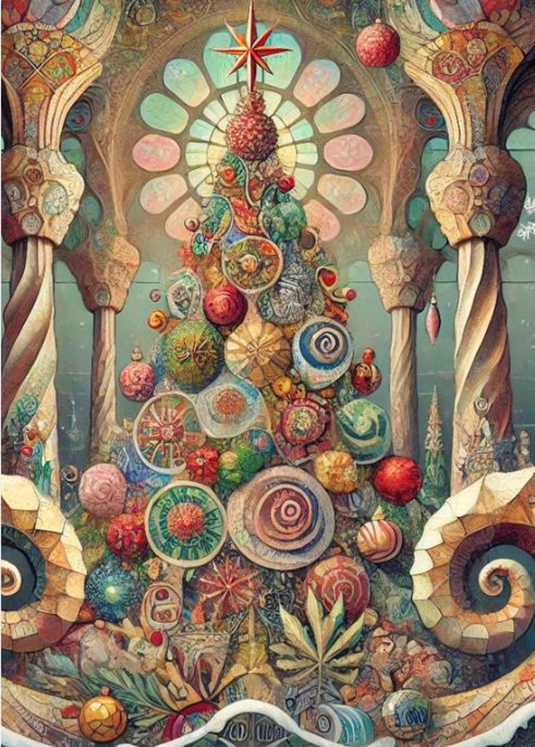 Antoni Gaudi Inspired Printable Card Felize Navidad Digital Download ...