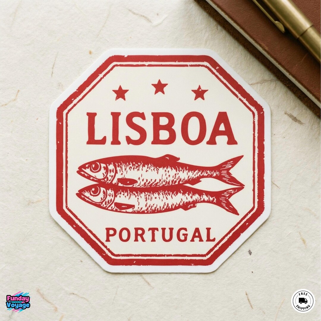 Vintage Lisboa Portugal Sticker, Sardine Passport Stamp Travel Art - Etsy