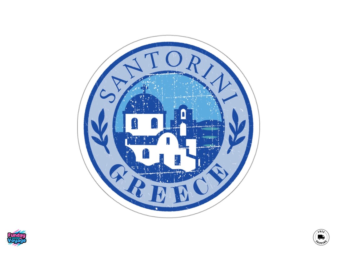 Santorini Greece Travel Sticker, Die-cut Emblem for Laptops & Journals ...