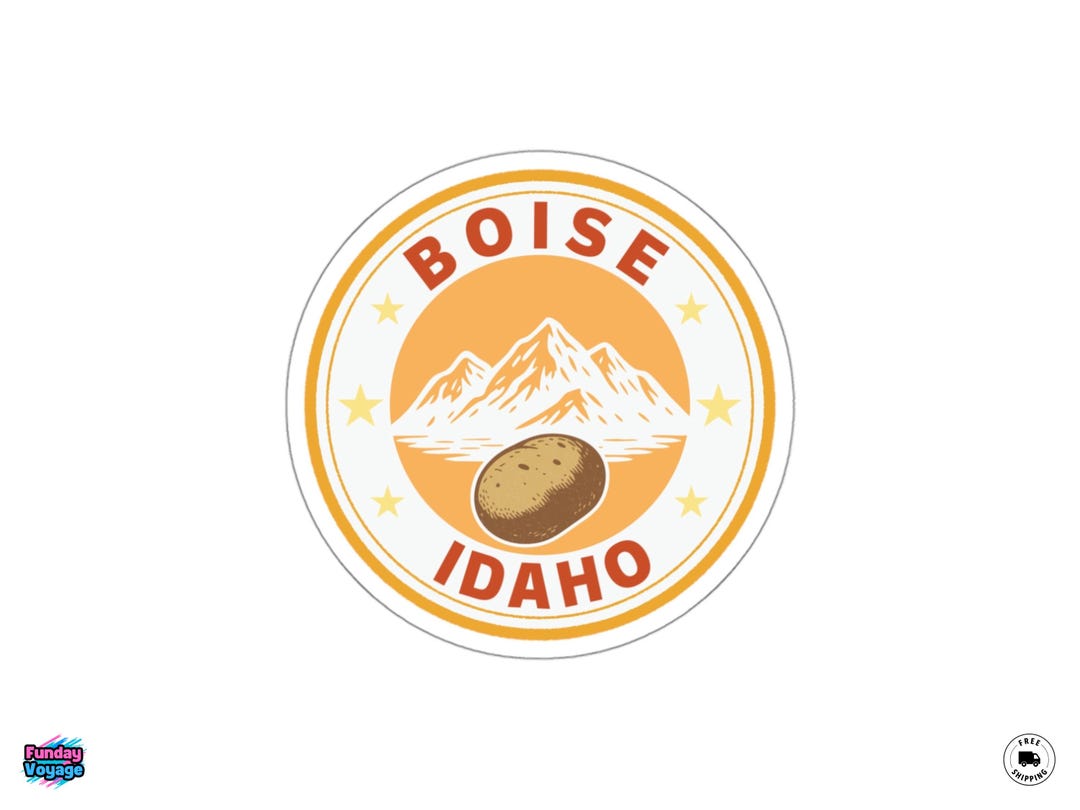 Boise Passport Stamp Die-cut Sticker, Idaho Mountain Backdrop Vinyl ...