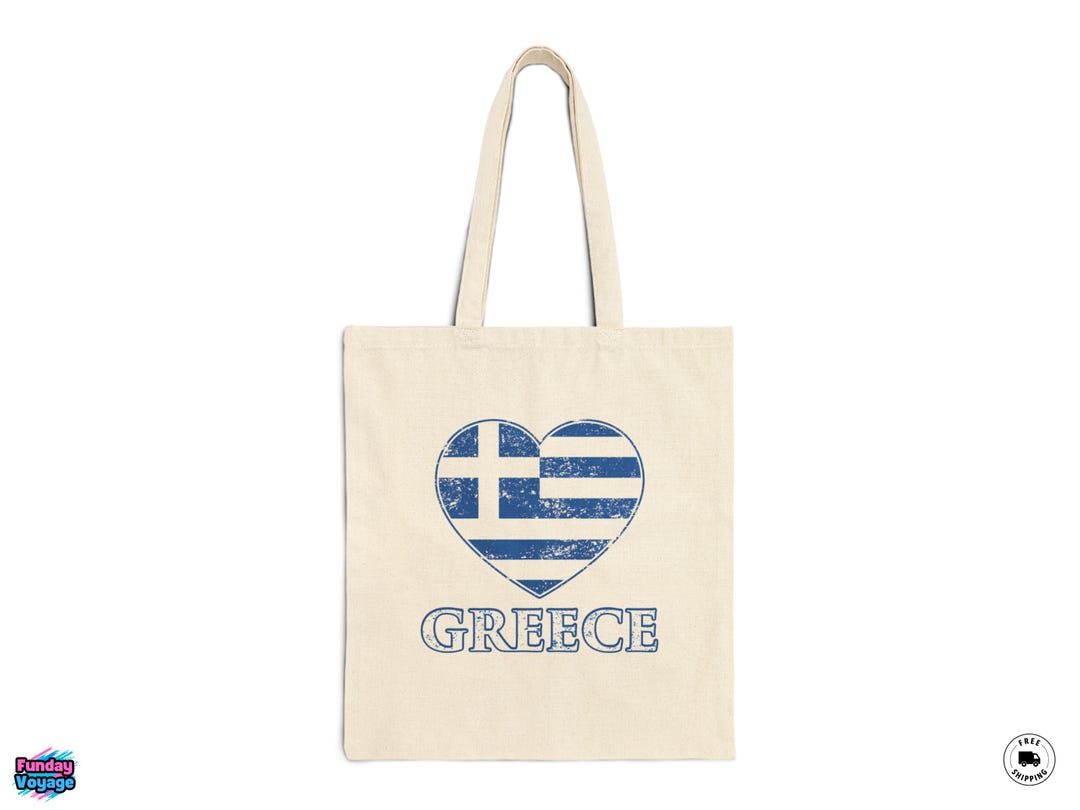 Greek Flag Heart Cotton Canvas Tote Bag – Greece Travel Souvenir - Etsy
