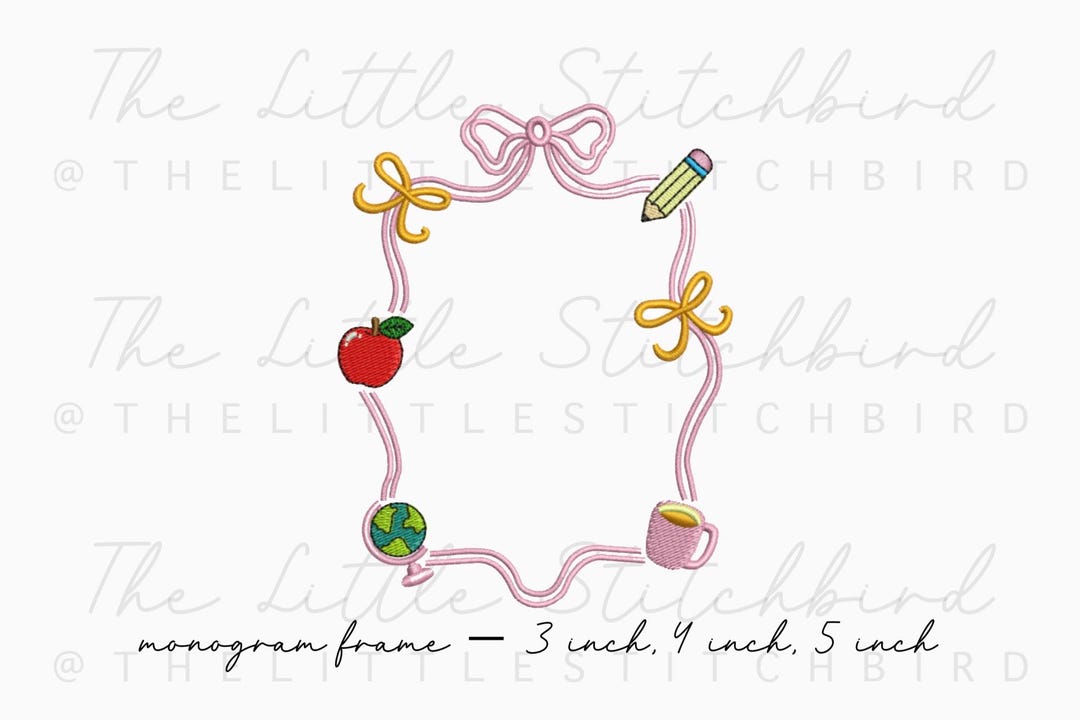 Teacher Monogram Frame Bow Teacher Inspired Icons 3 SIZES — 3inch ...