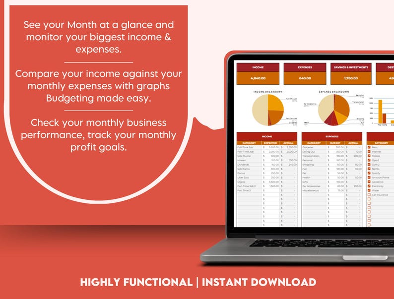Monthly Budget Planner for Google Sheets | Monthly & Biweekly Budget ...