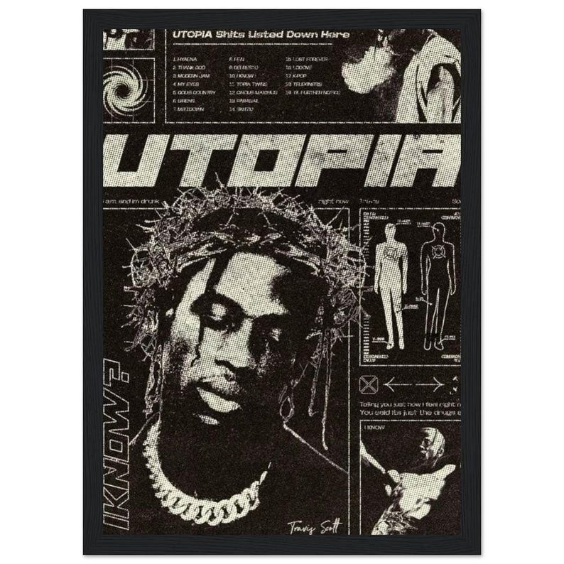 Travis Scott Poster Utopia Poster Tracklist Album Cover Poster Poster ...