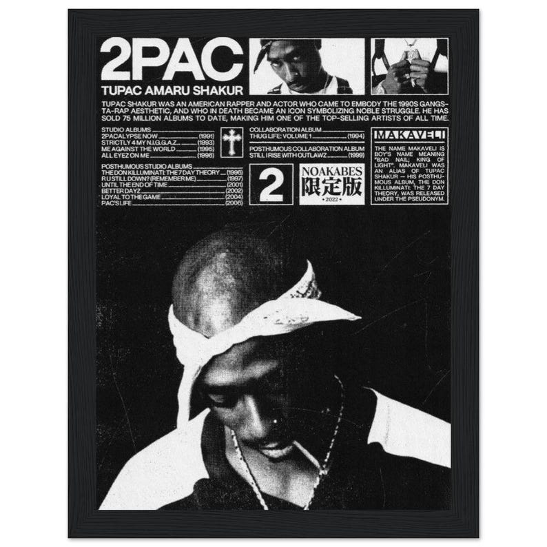 Tupac Poster 2 Pac Wall Art Comic Cartoon Hip Hop Decor Premium Tupac ...