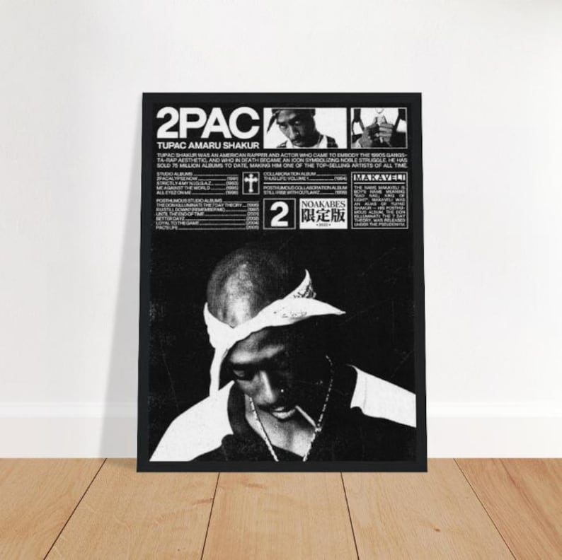 Tupac Poster 2 Pac Wall Art Comic Cartoon Hip Hop Decor Premium Tupac ...