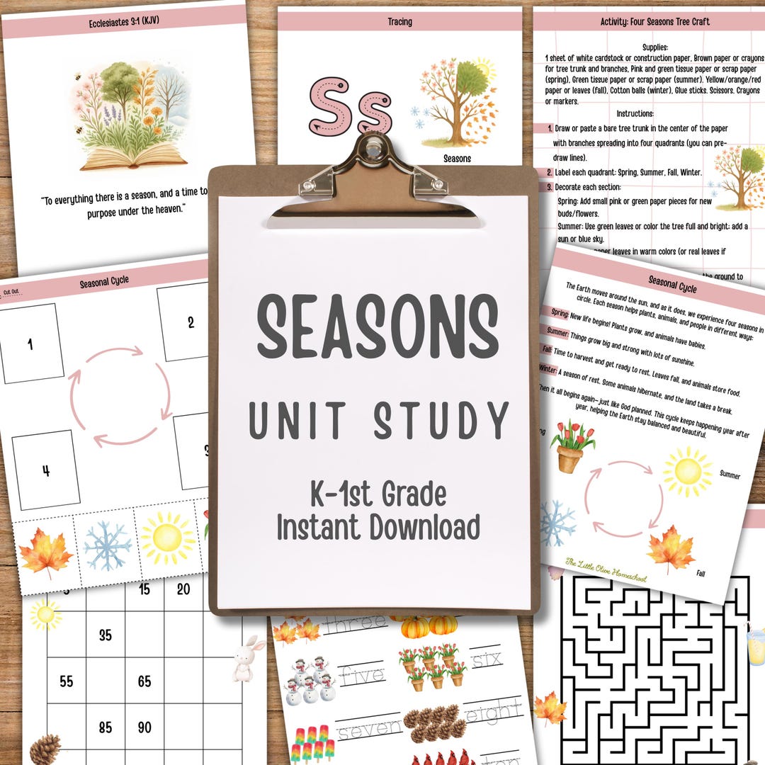 Seasons Unit Study | Kindergarten 1st Grade Homeschool Science Math ...