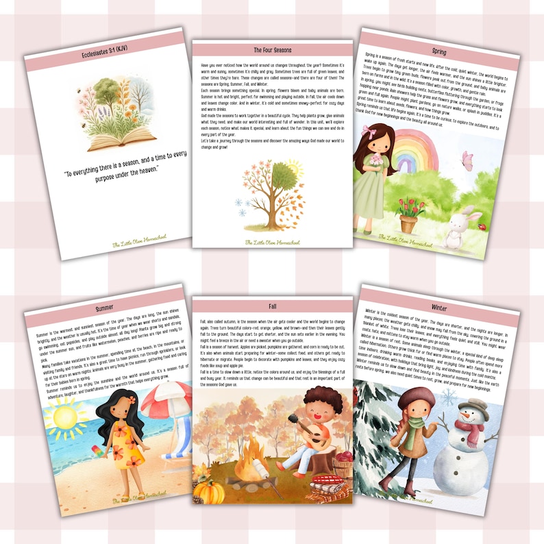 Seasons Unit Study: K-1 Christian Homeschool Science & Math (PDF ...