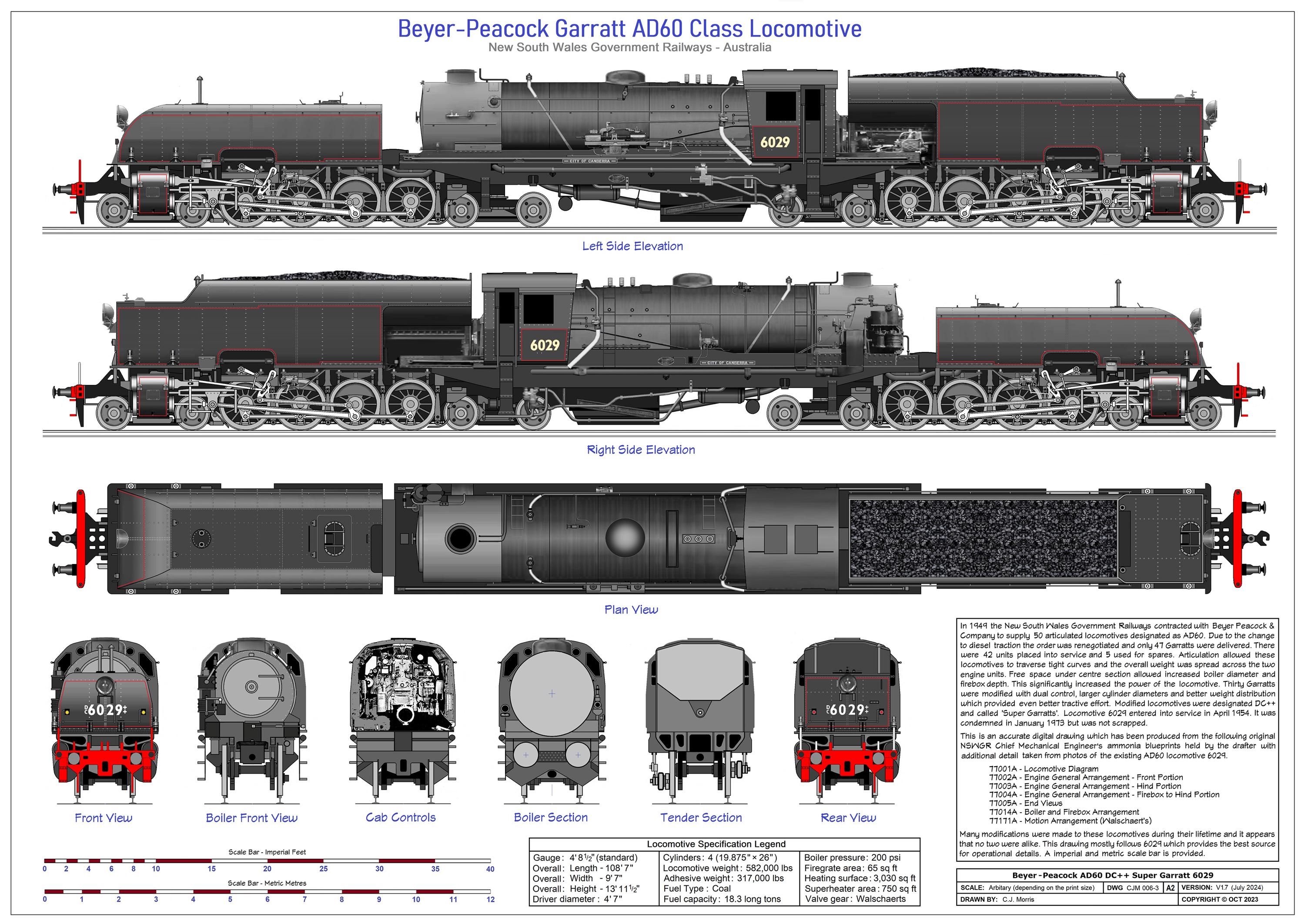NSWGR AD60 Beyer Garratt Articulated Steam Locomotive Pictorial Digital ...