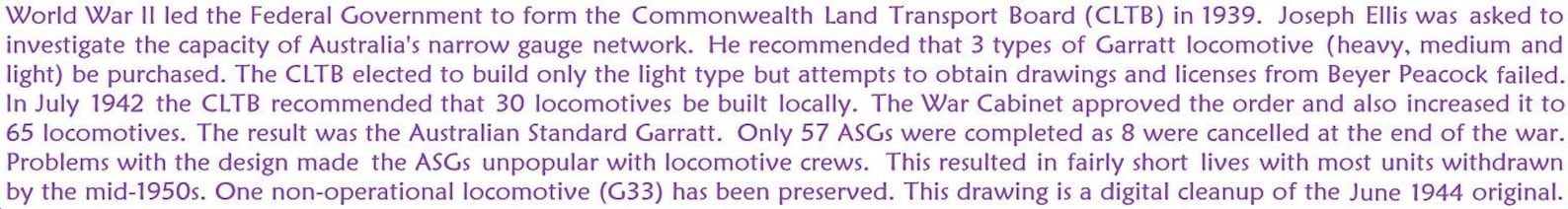 Australian Standard Garratt (ASG) Articulated Narrow Gauge Steam ...