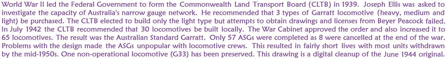 Australian Standard Garratt (ASG) Articulated Narrow Gauge Steam ...