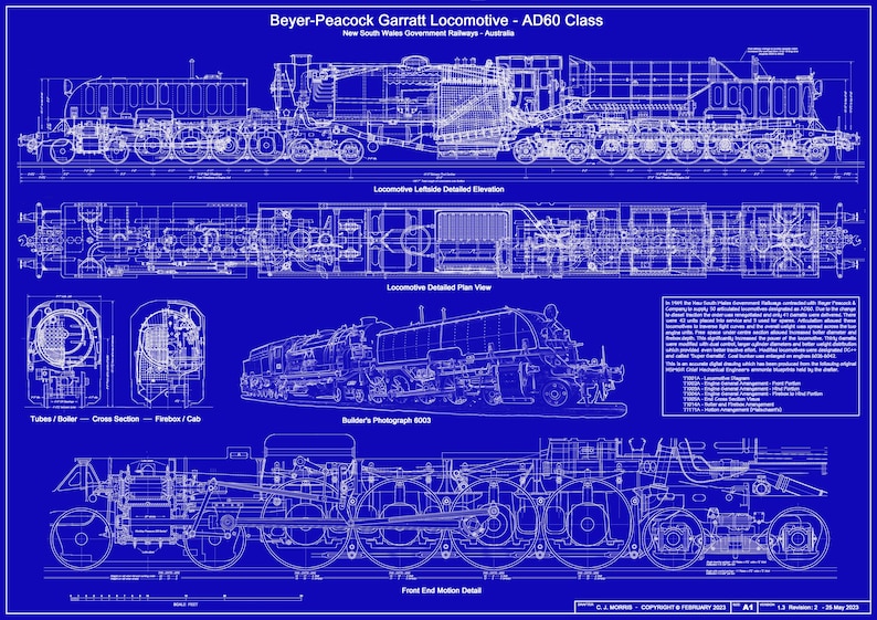 NSWGR AD60 Beyer Garratt Articulated Steam Locomotive Engineering ...