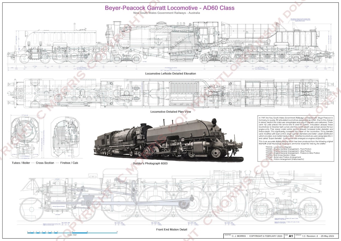 NSWGR AD60 Beyer Garratt Articulated Steam Locomotive Engineering ...