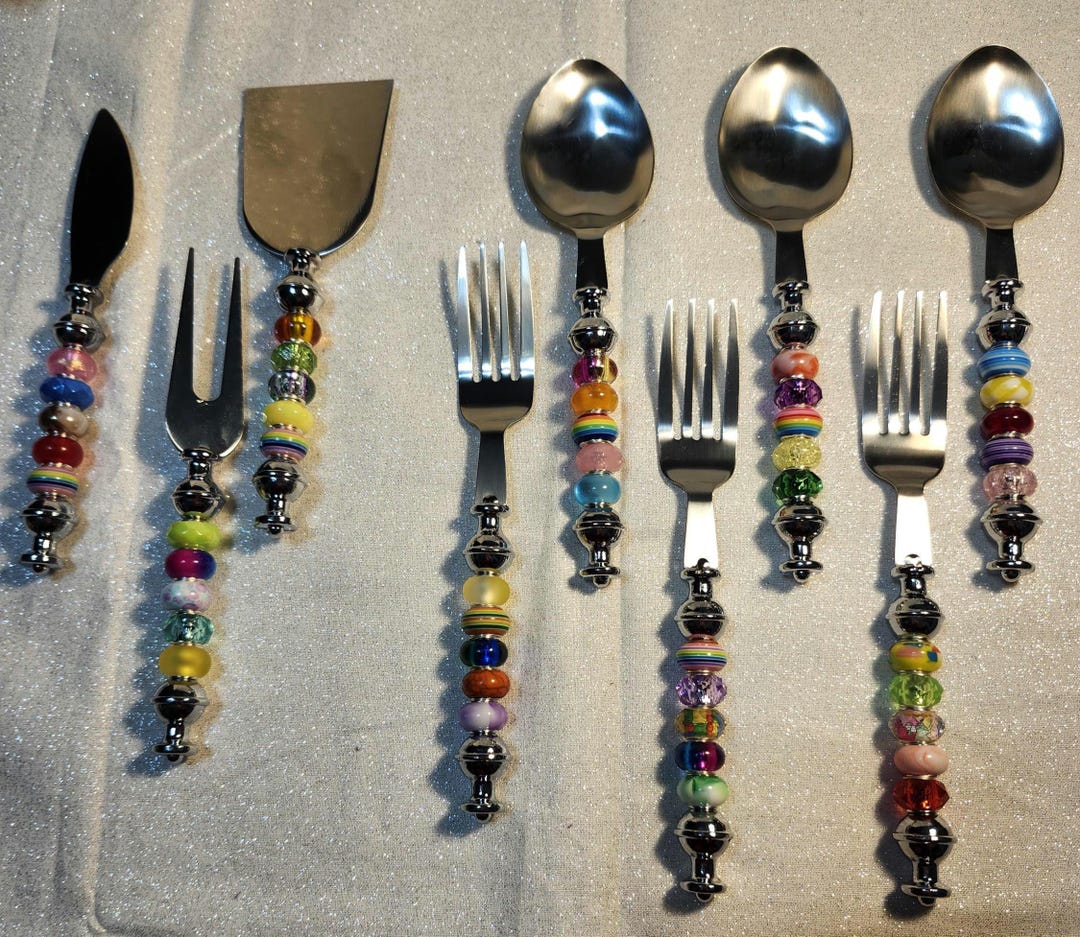Beaded Silverware Set, Beaded Flatware, Perfect Gift for Family or ...