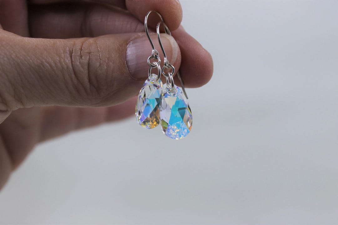Swarovski Crystal AB Teardrop Ohrringe: Sterling Silber Ohrhänger ...