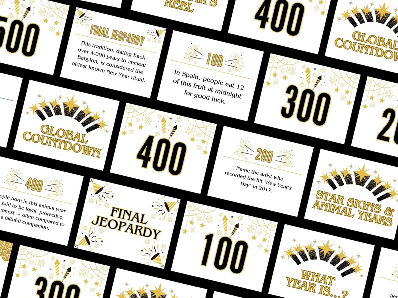 Printable New Year Jeopardy Game Holiday Jeopardy Template New Year ...