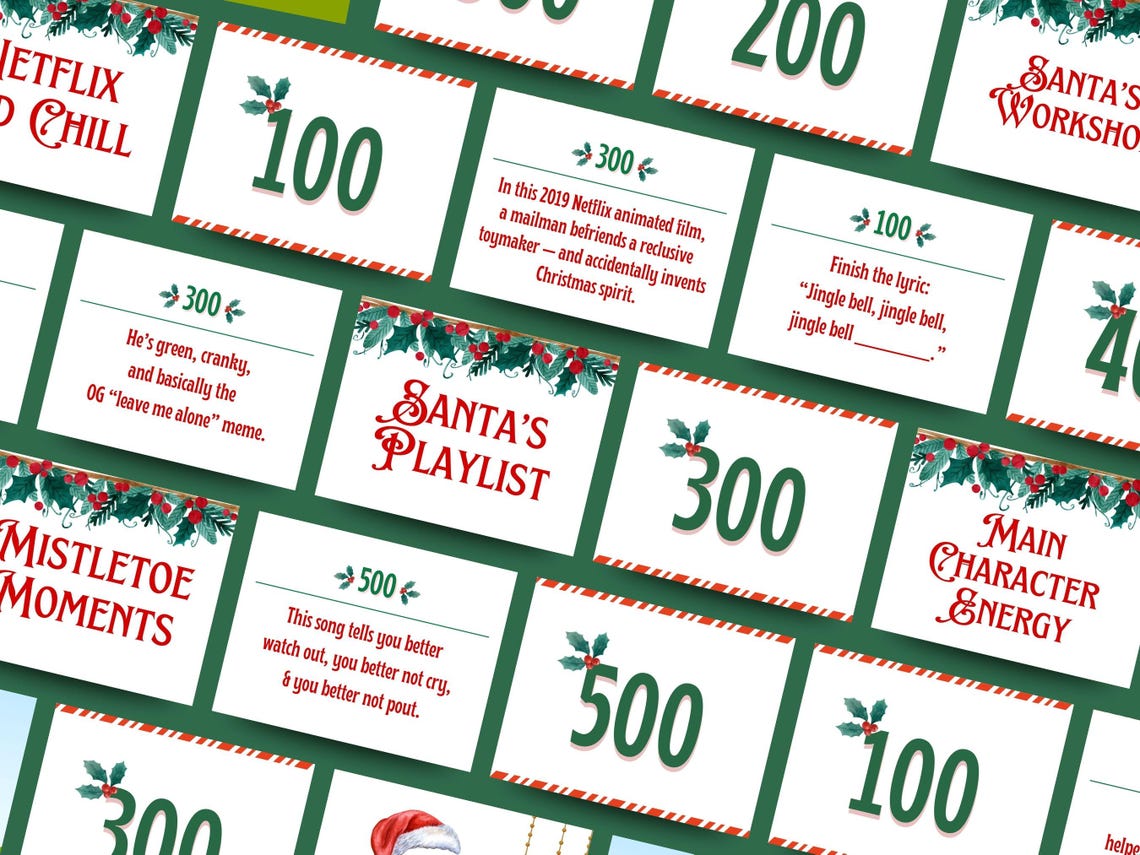 Printable Christmas Jeopardy Game Holiday Jeopardy Template Christmas ...