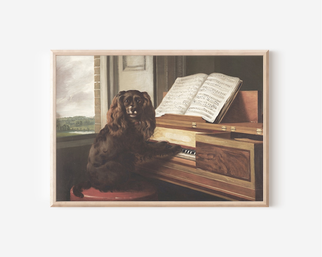 Vintage Dog Oil Painting: Still Life Animal Portrait Instant Download ...