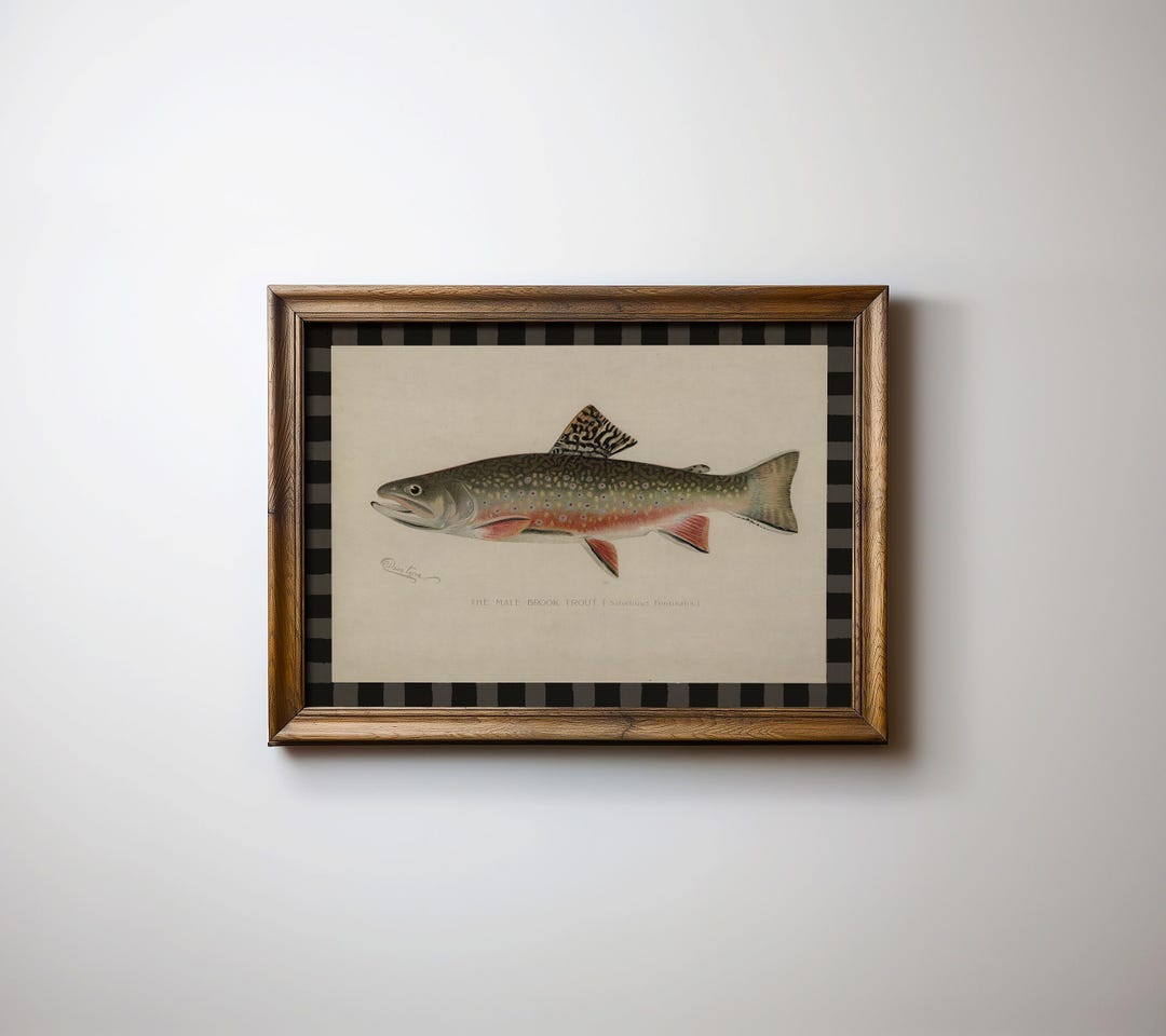 Vintage Trout Art Printable: Cottagecore Fish Wall Decor Download - Etsy