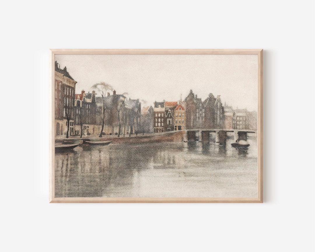 Vintage Europe Riverwalk Print | Abstract Landscape (digital Download ...