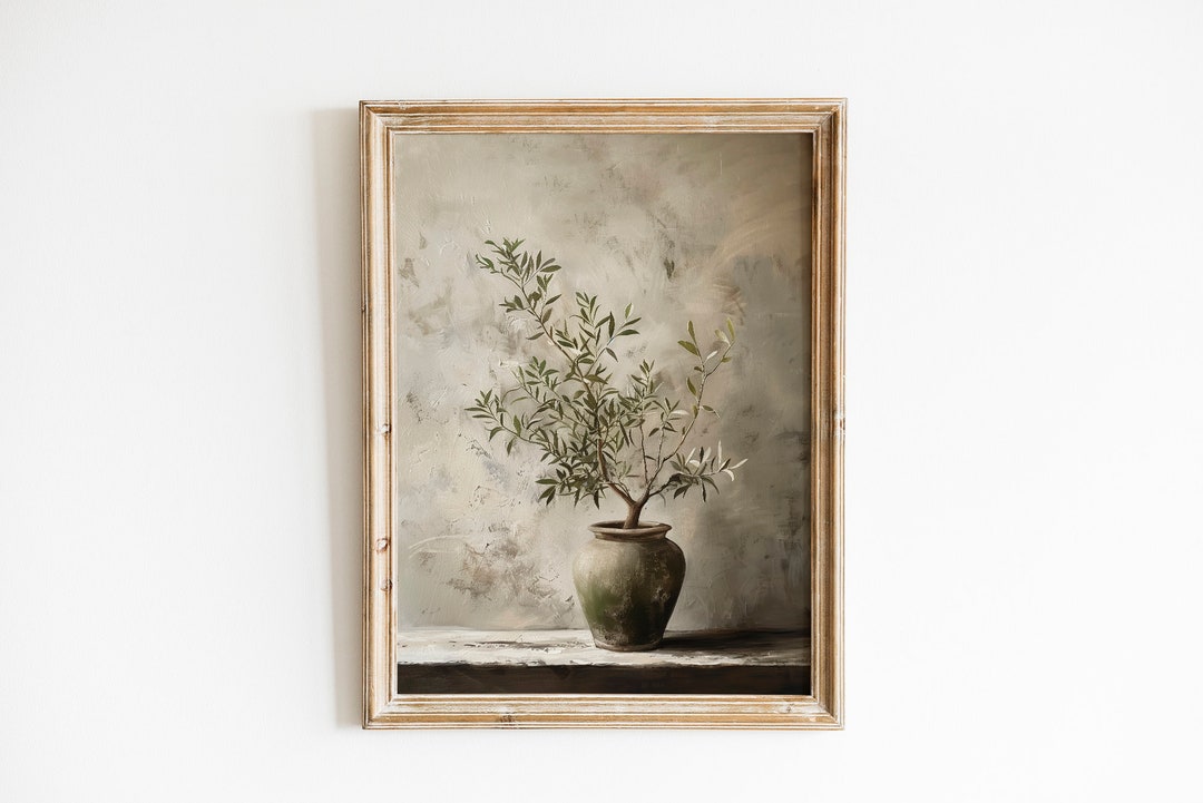 Cottage Core Decor Olive Tree Oil Painting | Sage Green Wall Art ...