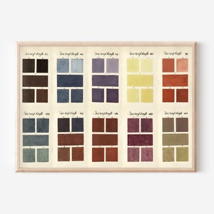 Vintage Color Chart Wall Art | Pantone Watercolor Painting Wall Decor ...