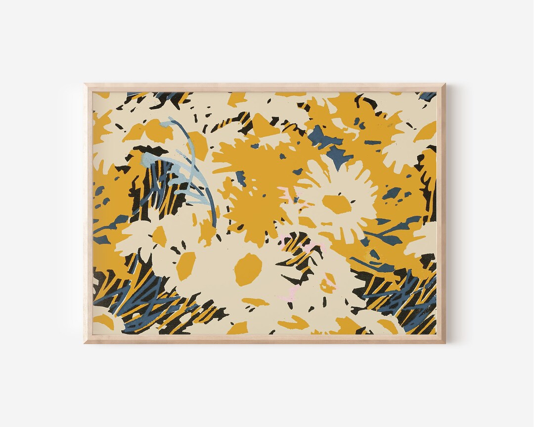 Mid Century Modern Floral Wall Art Downloadable Print Large Wall Art