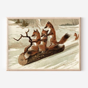 Antique Fox Painting Downloadable Prints Print Yourself Holiday Digital ...