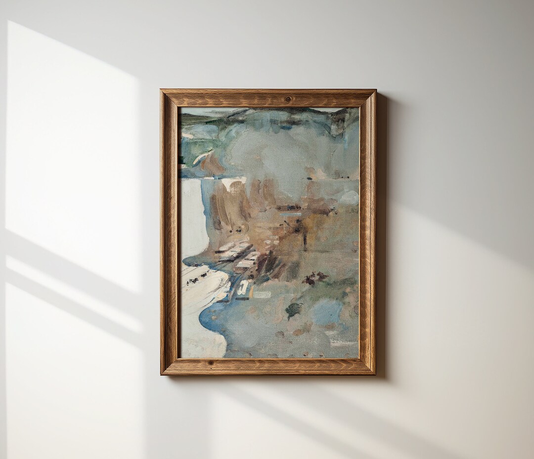 Muted Abstract Oil Painting | Vintage Wall Art for Bedroom Decor ...