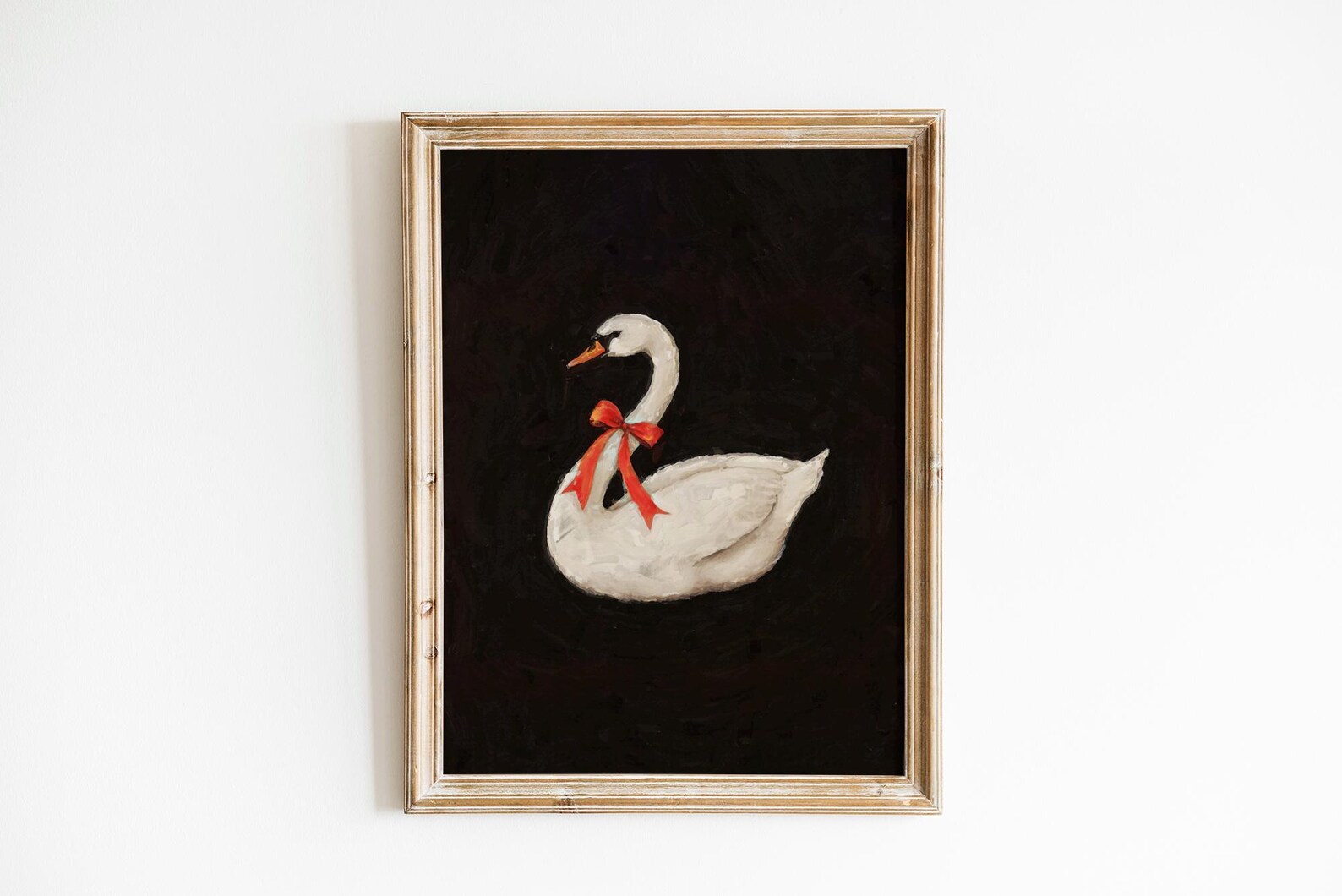 Preppy Christmas Swan Painting Downloadable Art | Holiday Cottage Core ...