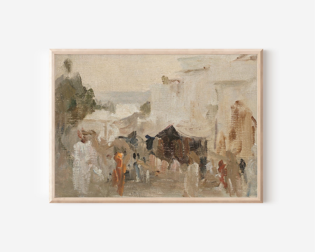 Rustic Abstract Landscape Oil Painting | Neutral Fine Art (downloadable ...