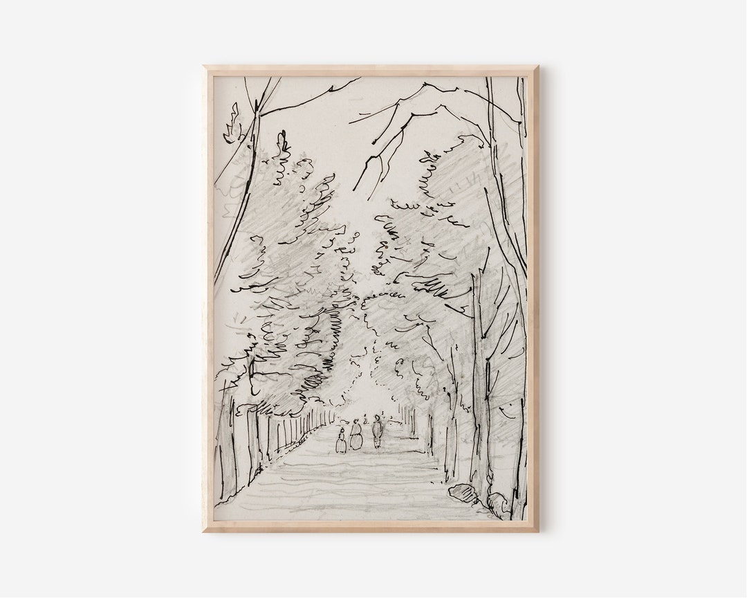 Vintage Landscape Sketch Print | Downloadable Digital Wall Art for ...